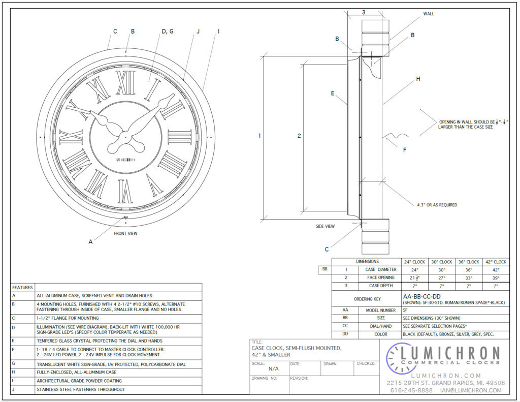 Drawings Lumichron Clock Company